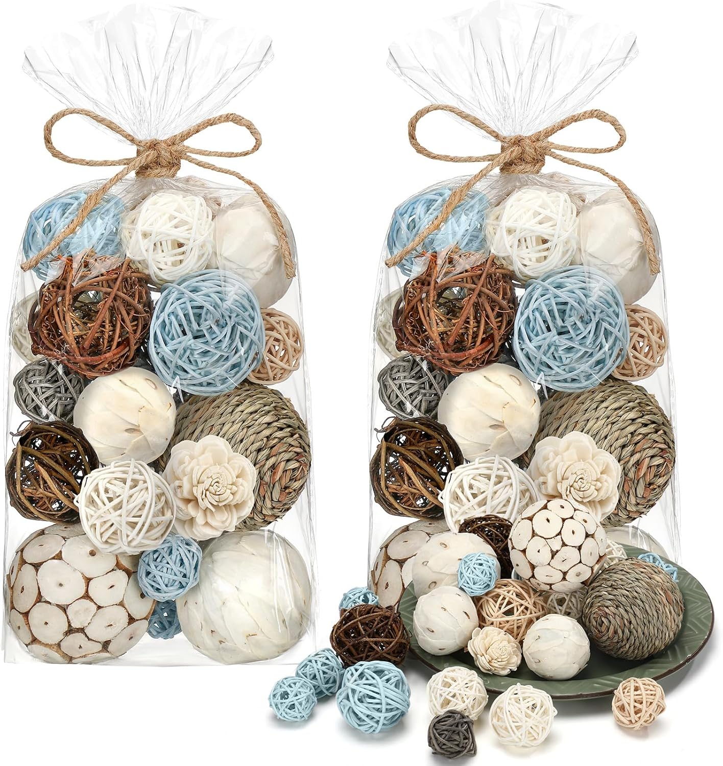 Amazon.com: Riceshoot 2 Pack Decorative Balls Bowl Filler Decor Natural ...