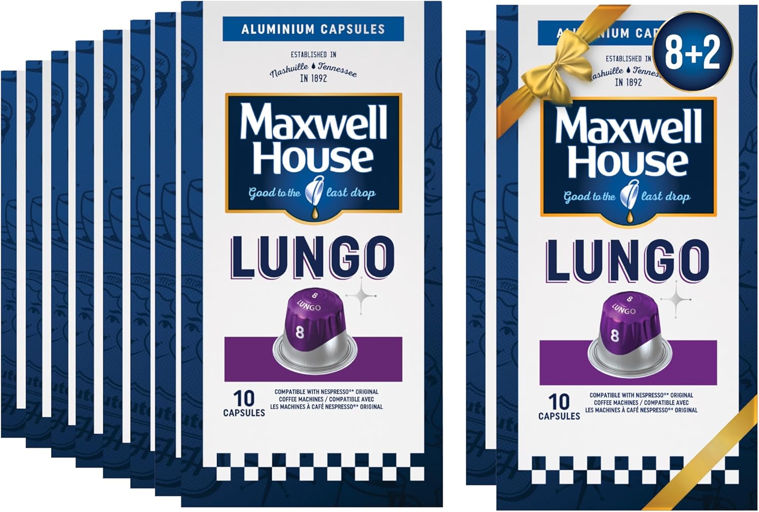 MAXWELL HOUSE - LUNGO COFFEE - INTENSITY 8 - INTENSE - HEARTY - RICH ...