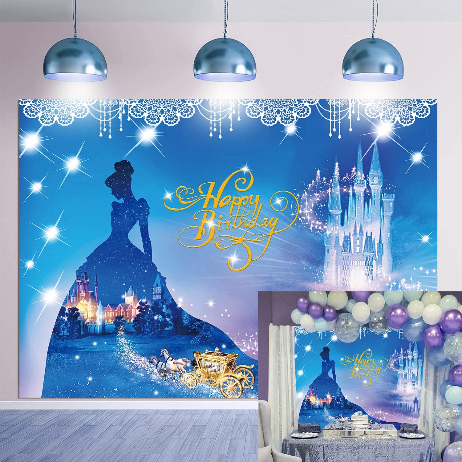 Amazon.com : Princess Cinderella Party Decorations Backdrop Magic ...