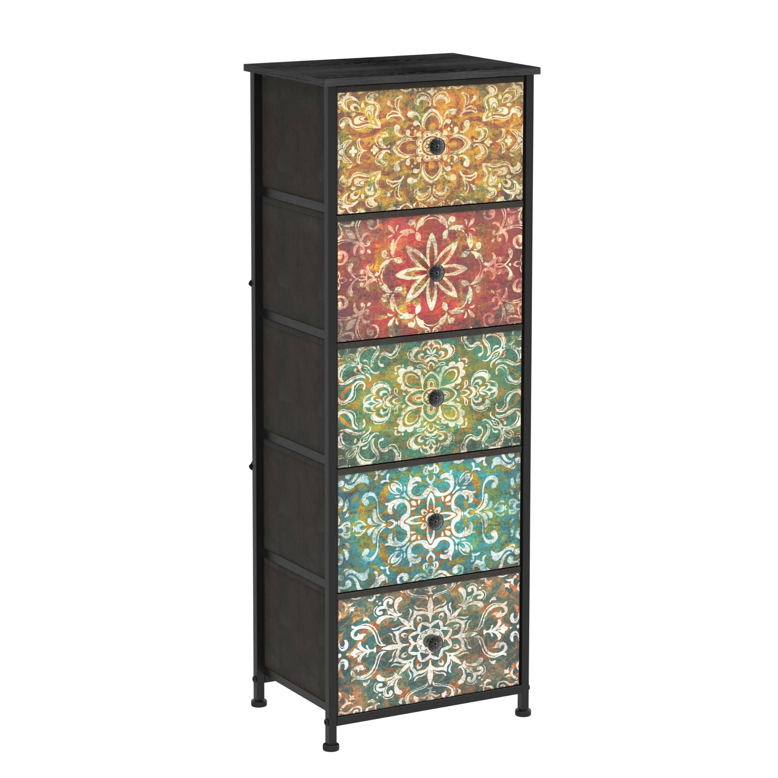 Amazon.com: GiftGo Retro Dresser with Fabric Drawers Boho Mandala ...