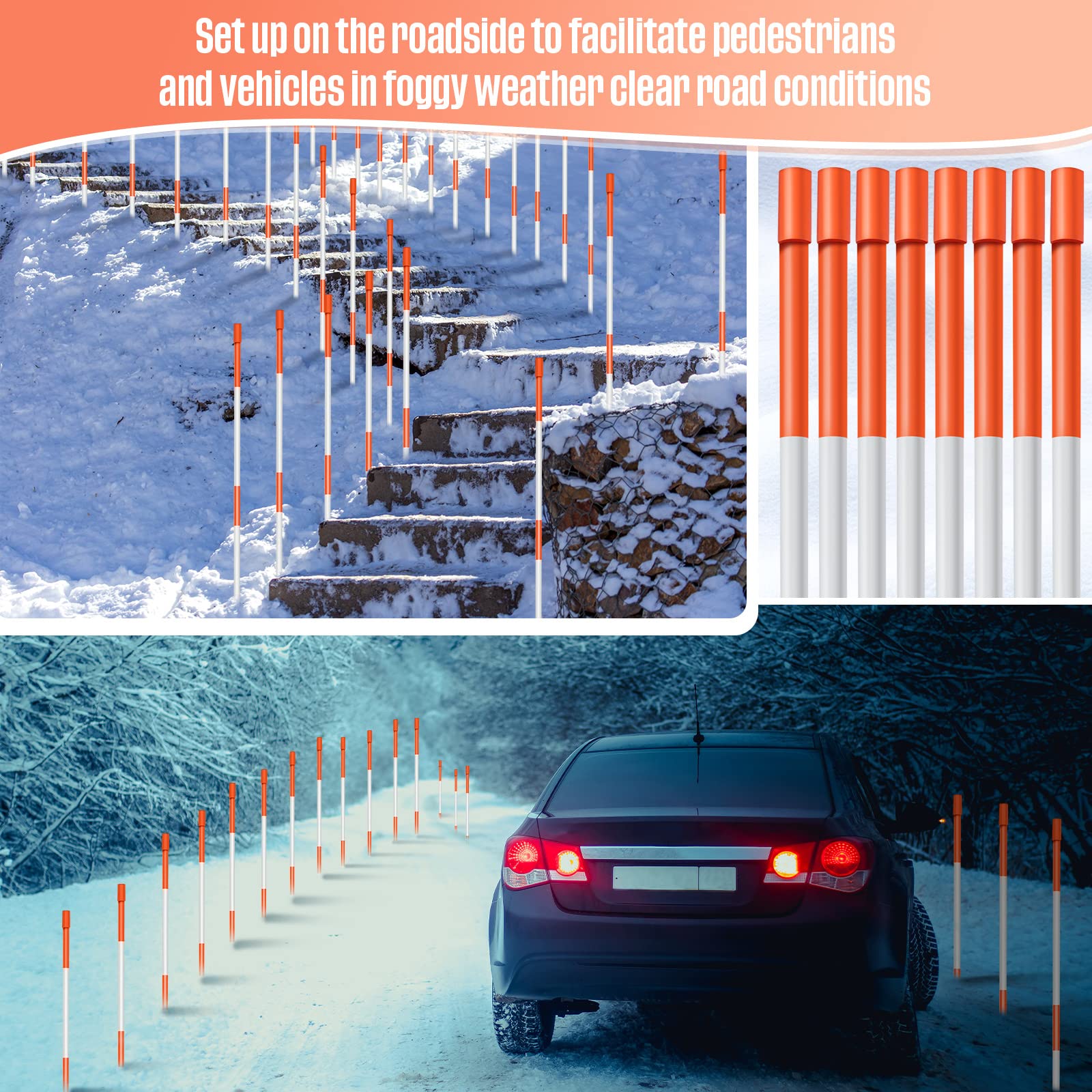 Snapklik.com : Soaoo 200 Pcs 48 Inch Reflective Driveway Marker, 5/16 ...