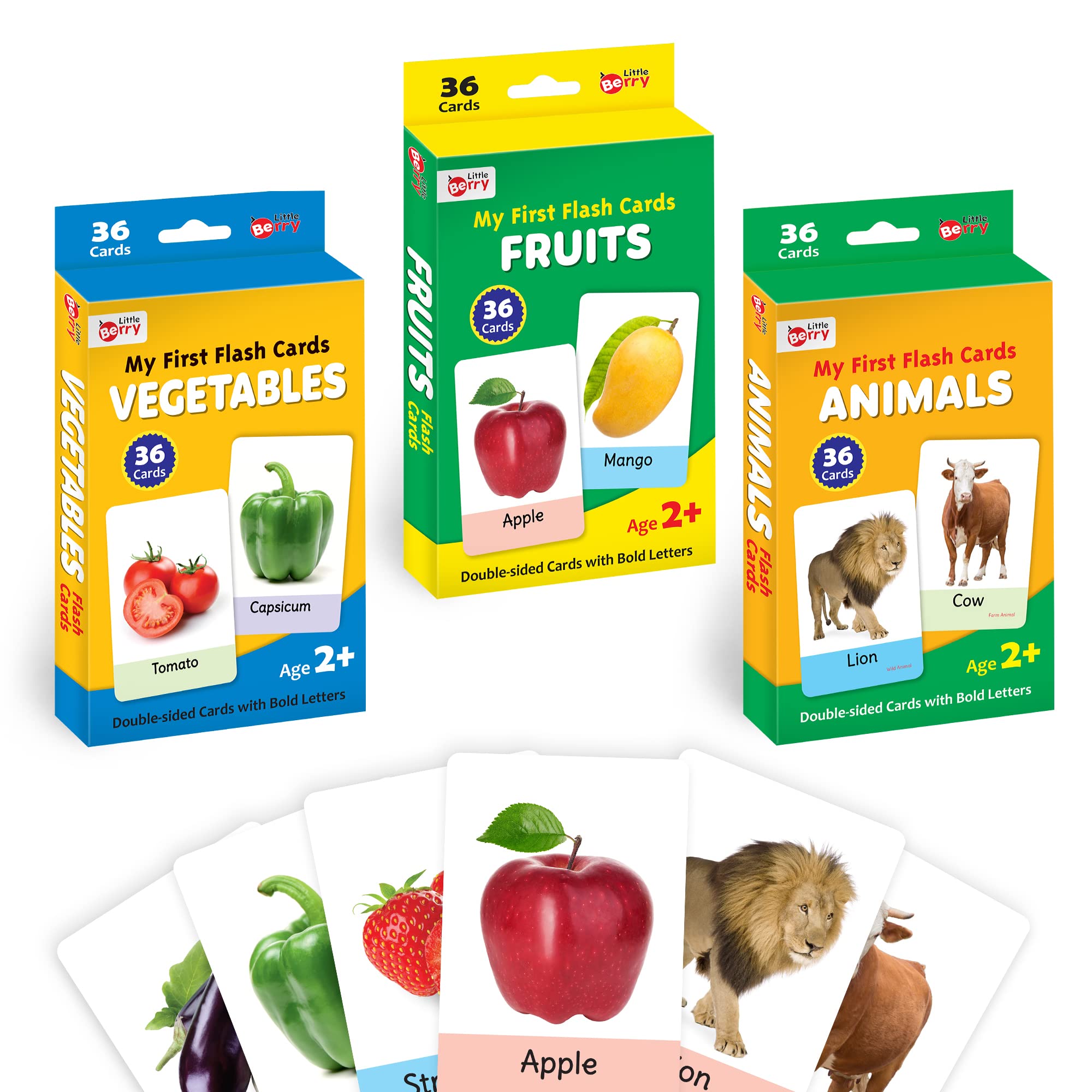 Buy Little Berry My First Flash Cards for Kids (Combo of 3): Fruits ...