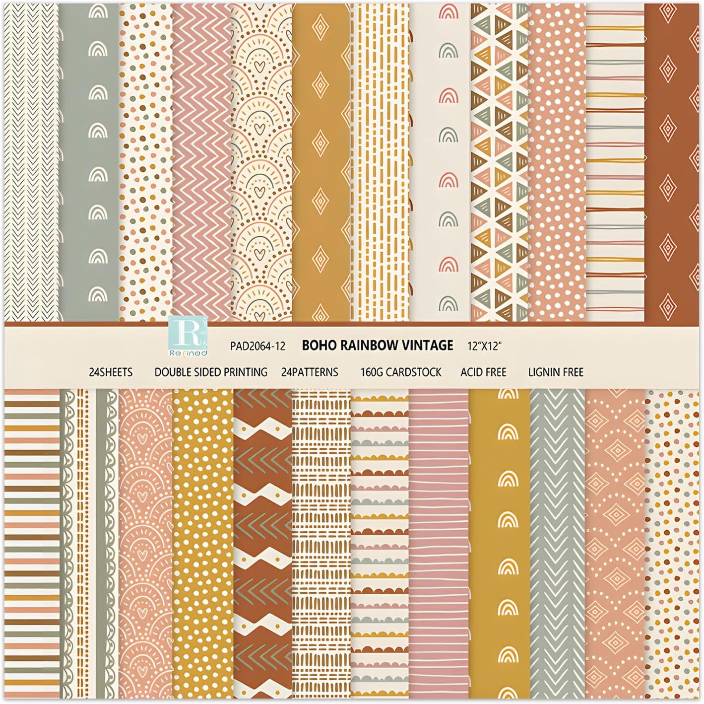 Amazon.com : YASMEN Double-Sided Scrapbook Paper 12x12, Boho ...