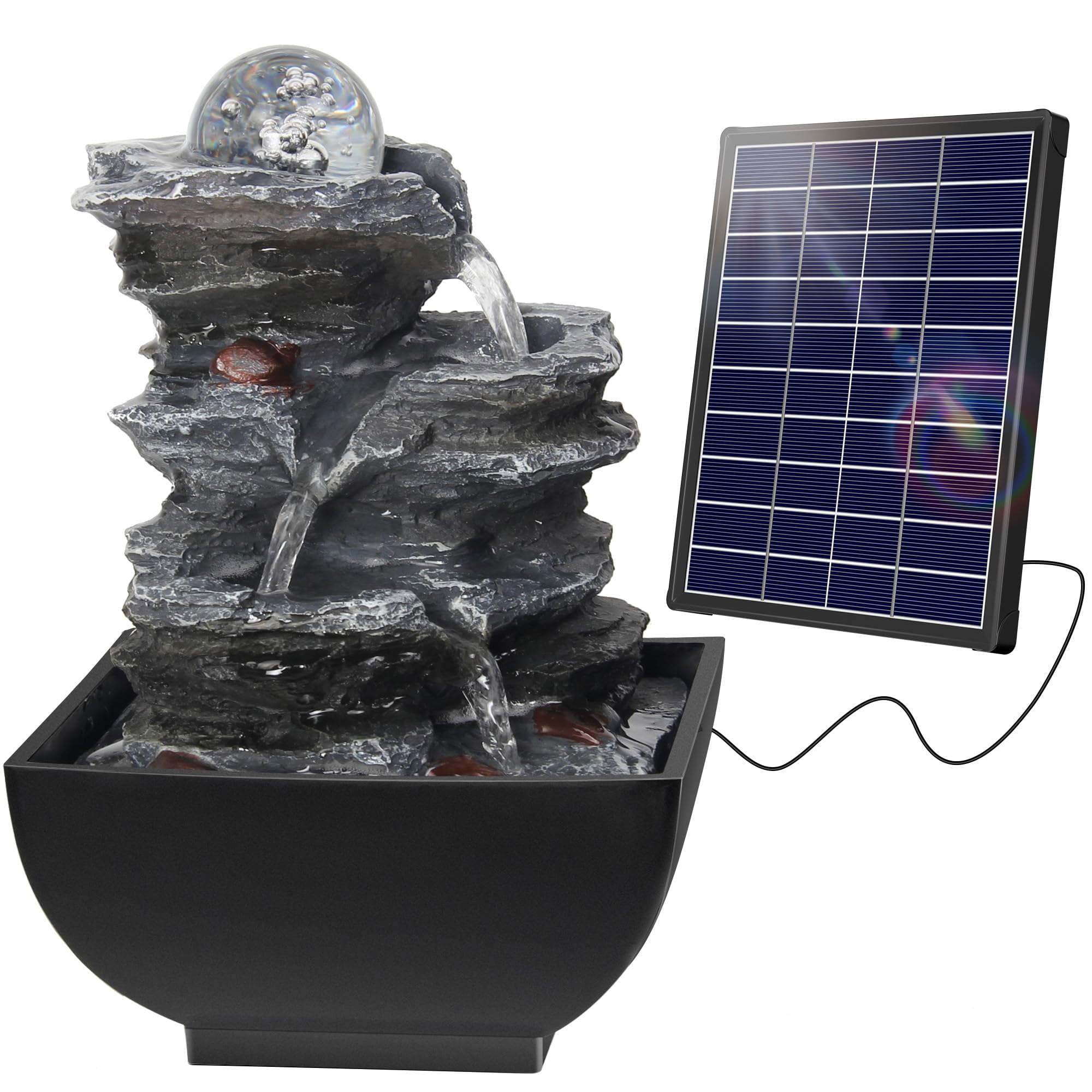 Amazon.com: NFESOLAR Mini Waterfall Fountain Outdoor, 5.5W Solar ...