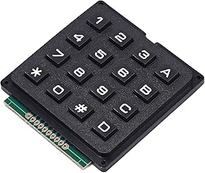 4 x 4 Matrix Array Keypad, Black External Membrane Keyboard Module ...