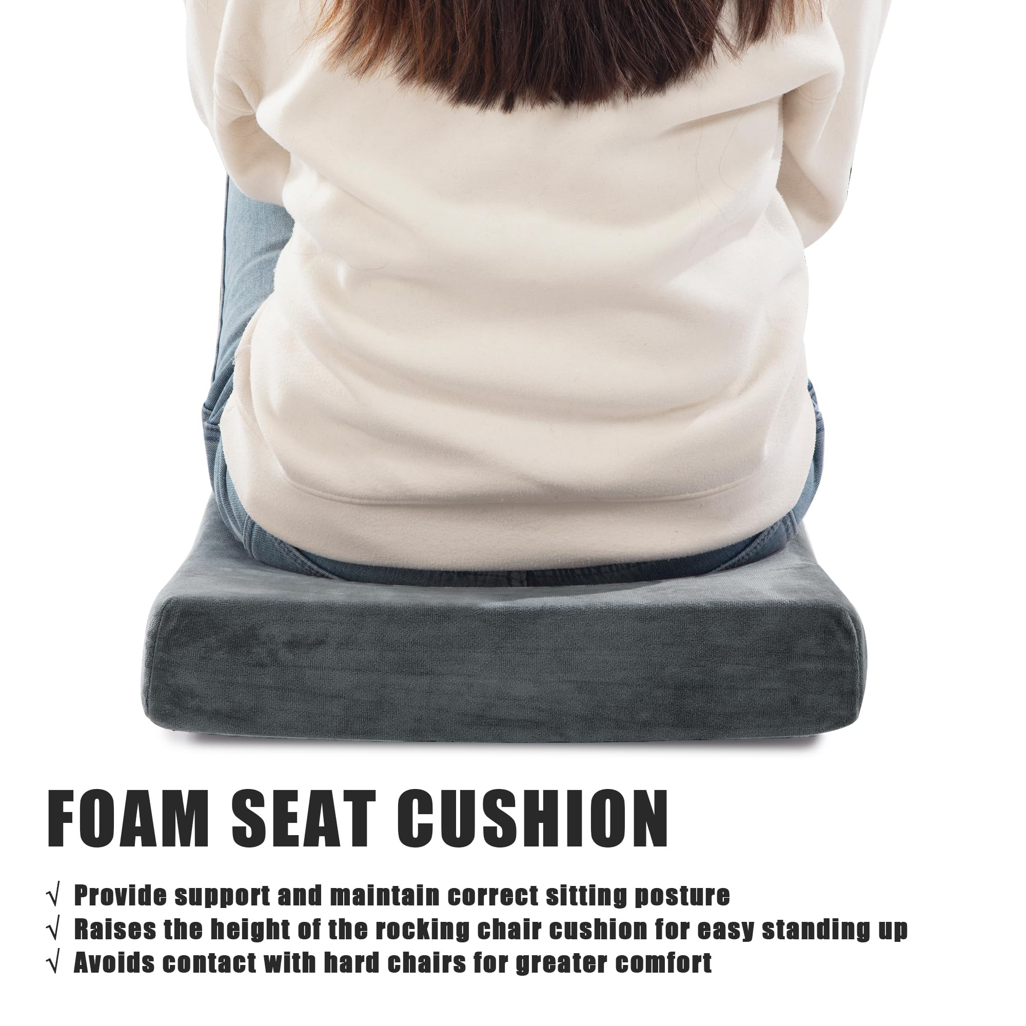 HOMBYS Foam Rocking Chair Cushion Indoor, Extra Large Non-Slip Seat ...