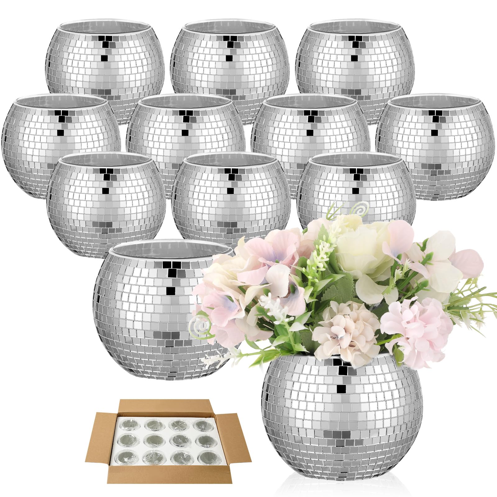Amazon.com: 12 PCS Disco Ball Planter Silver Disco Ball Vase, 3 x 4 ...
