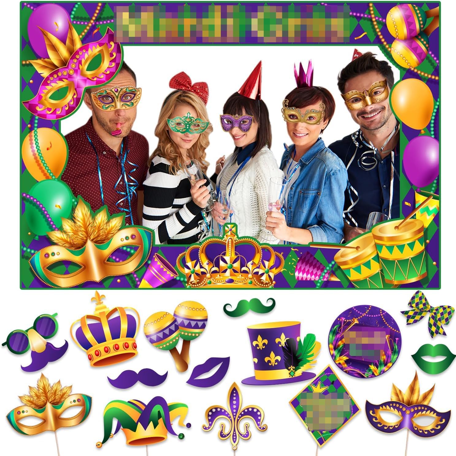 Amazon.com: Masquerade Party Photo Booth Props,16Pcs Masquerade Mask ...