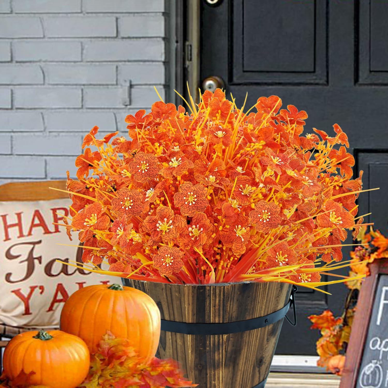 Amazon.com: Carfoeny 10Pcs Artificial Fall Flowers Fake Mums Outdoors ...