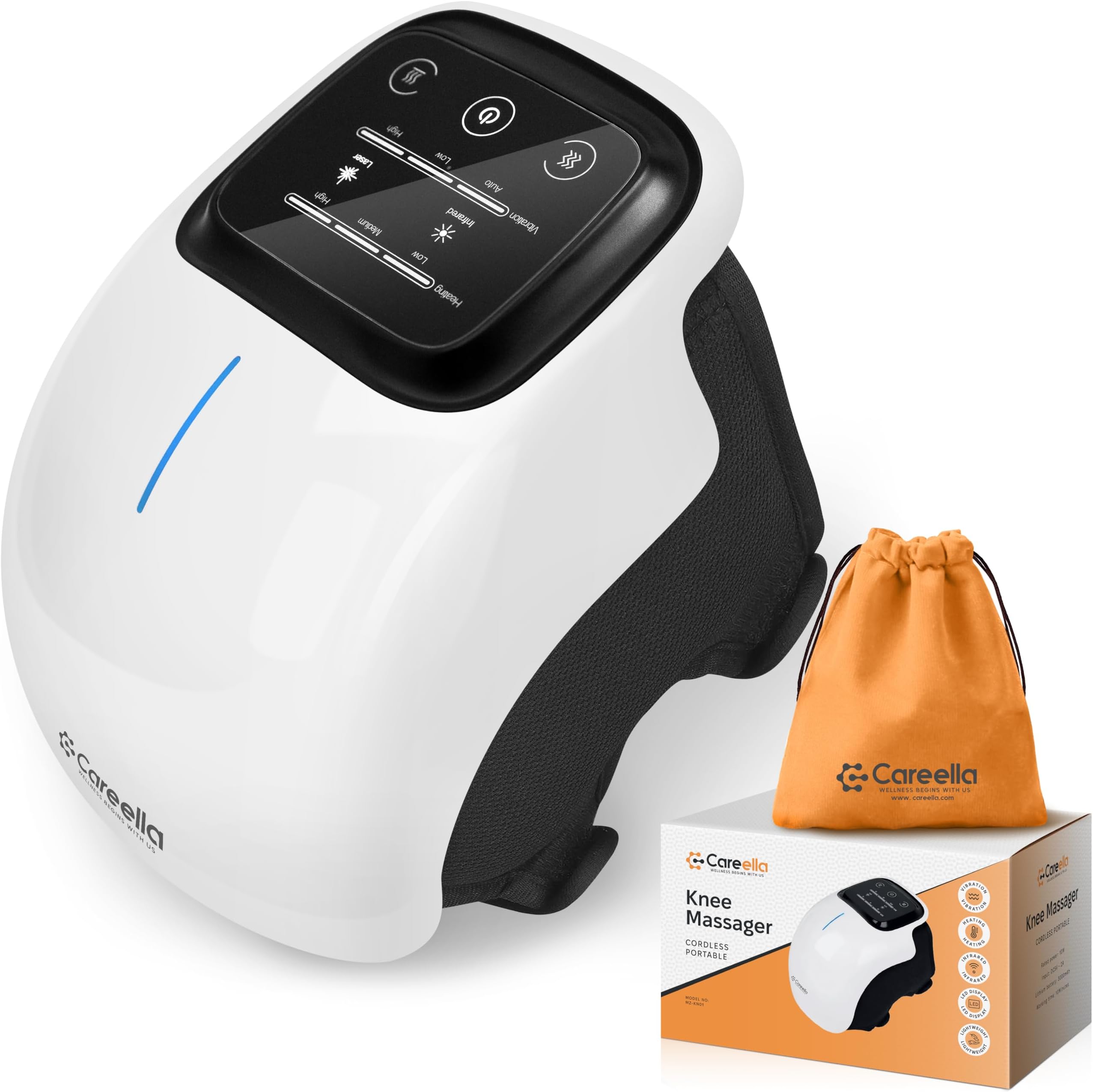 Amazon.com: Careella Advanced Wireless Knee Massager with Bag – Heated ...