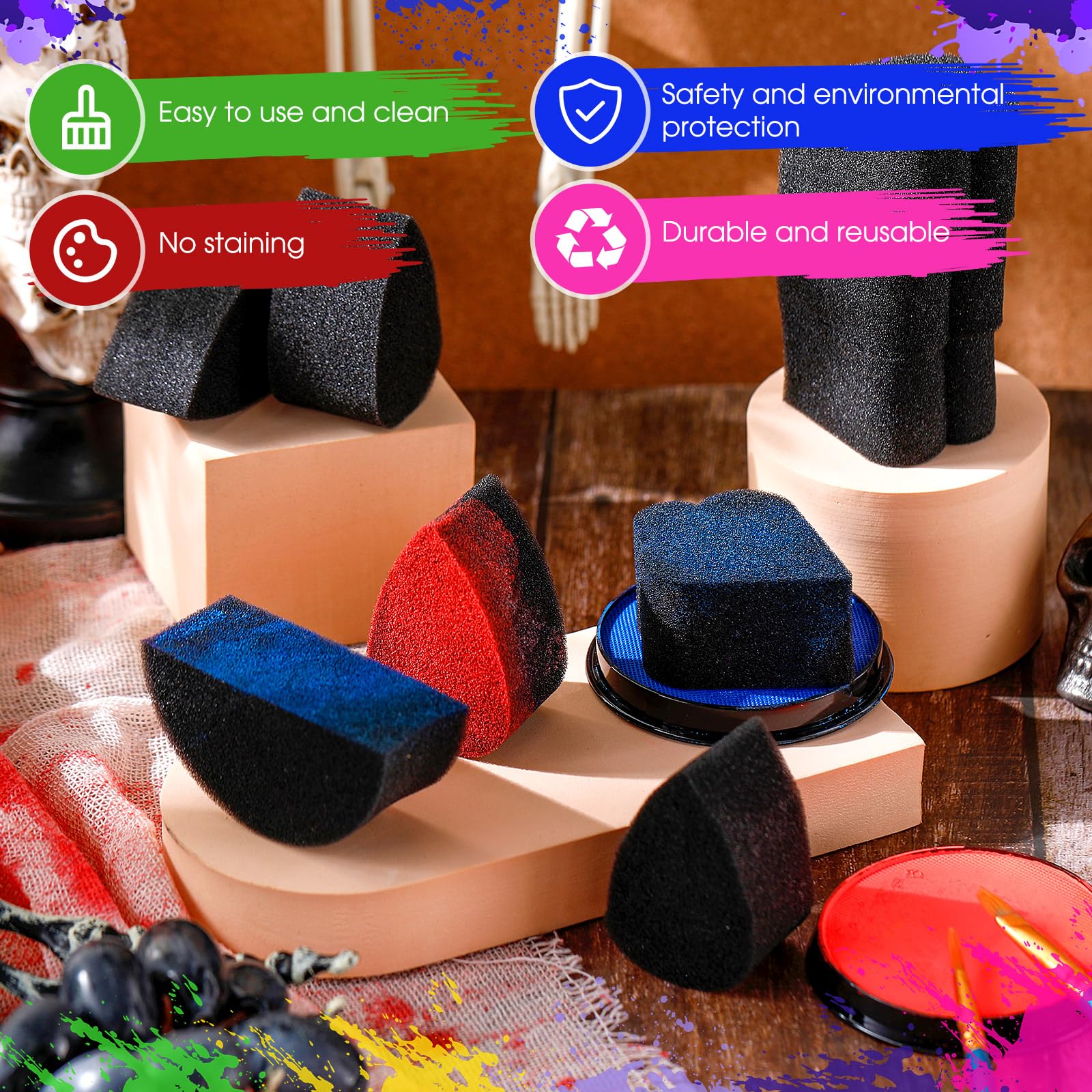 Snapklik.com : Mifoci 72 Pcs Face Paint Sponges Water Droplet Petal ...