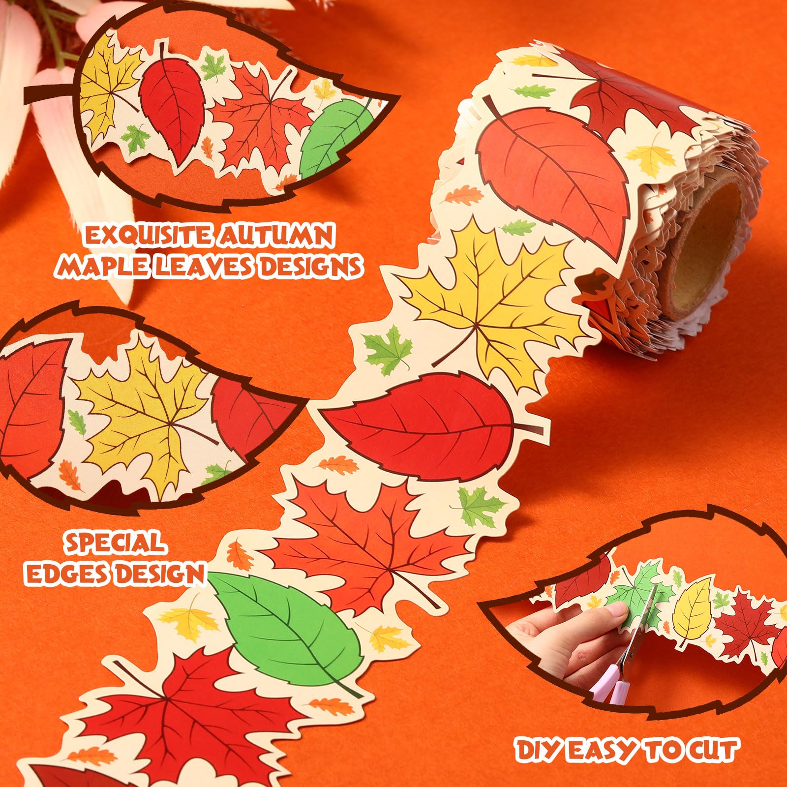 Snapklik.com : 2 Rolls 65.6ft Fall Bulletin Board Borders Maple Leaves ...