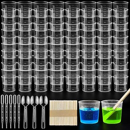 REJOECE 100 Pcs Reusable Plastic Graduated Scale Cup, Measuring Cups ...