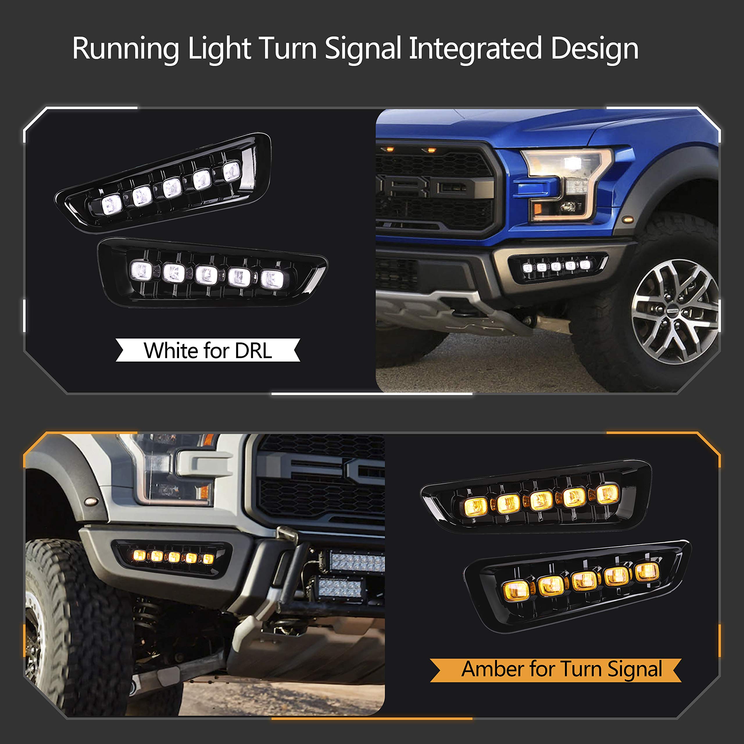 Buy Fannuo Fog Lights with LED Amber Turn Signals White Daytime Running ...