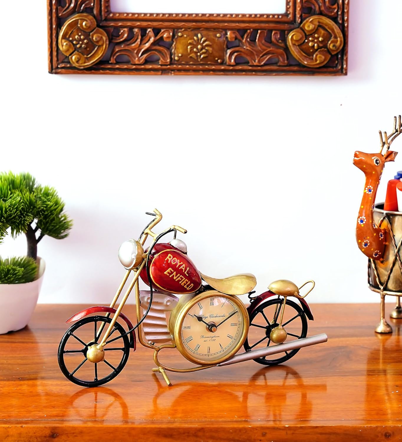 CRAFT TREE Metal Handpainted Decorative Bike Table Clock Showpiece ...