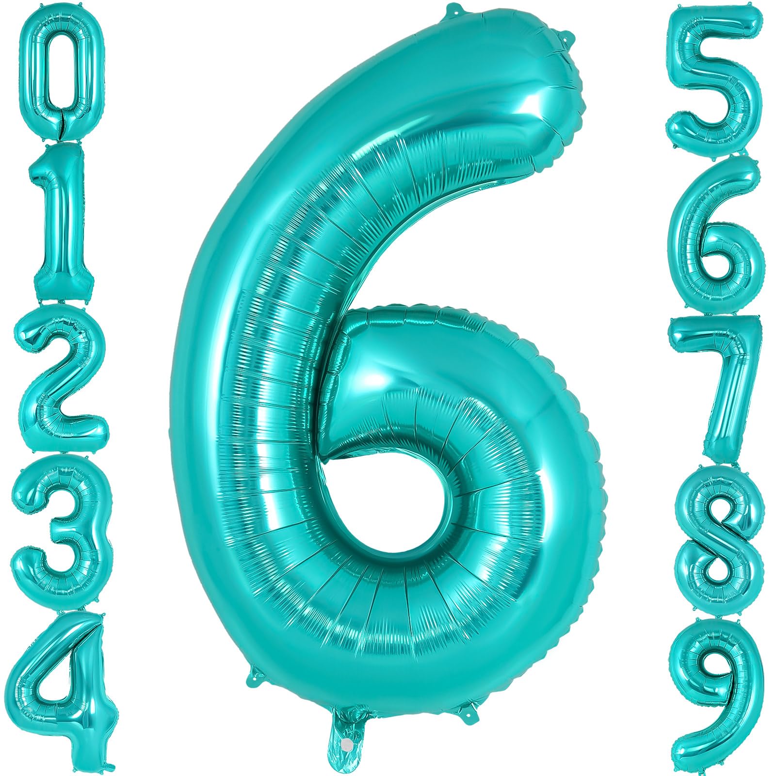 Amazon.com: Teal Blue Number 6 Balloon, 40 Inch Big Large Foil Helium ...
