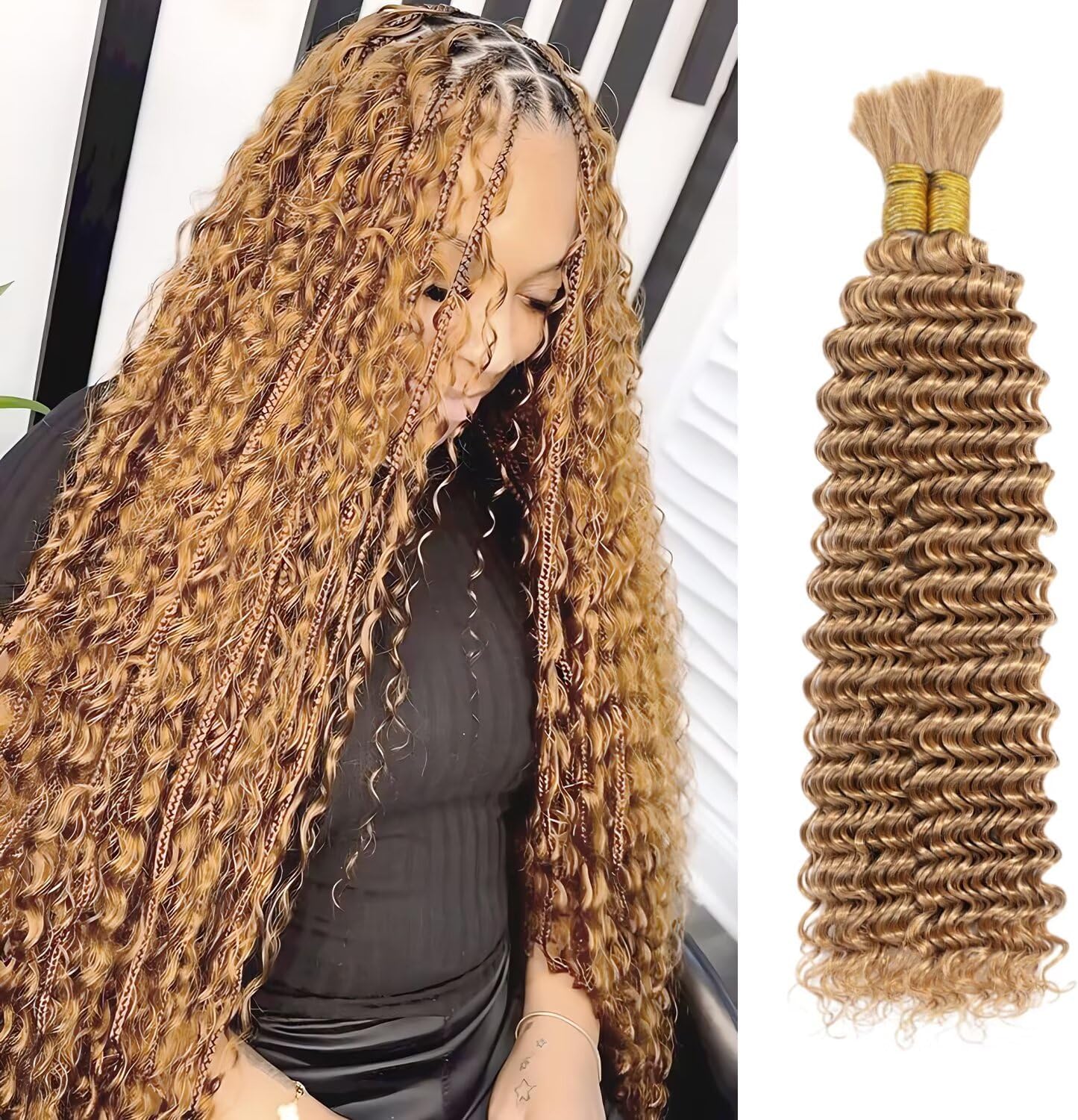 Amazon.com : Braiding Hair Deep Water Wave Bulk Human Hair for Braiding ...