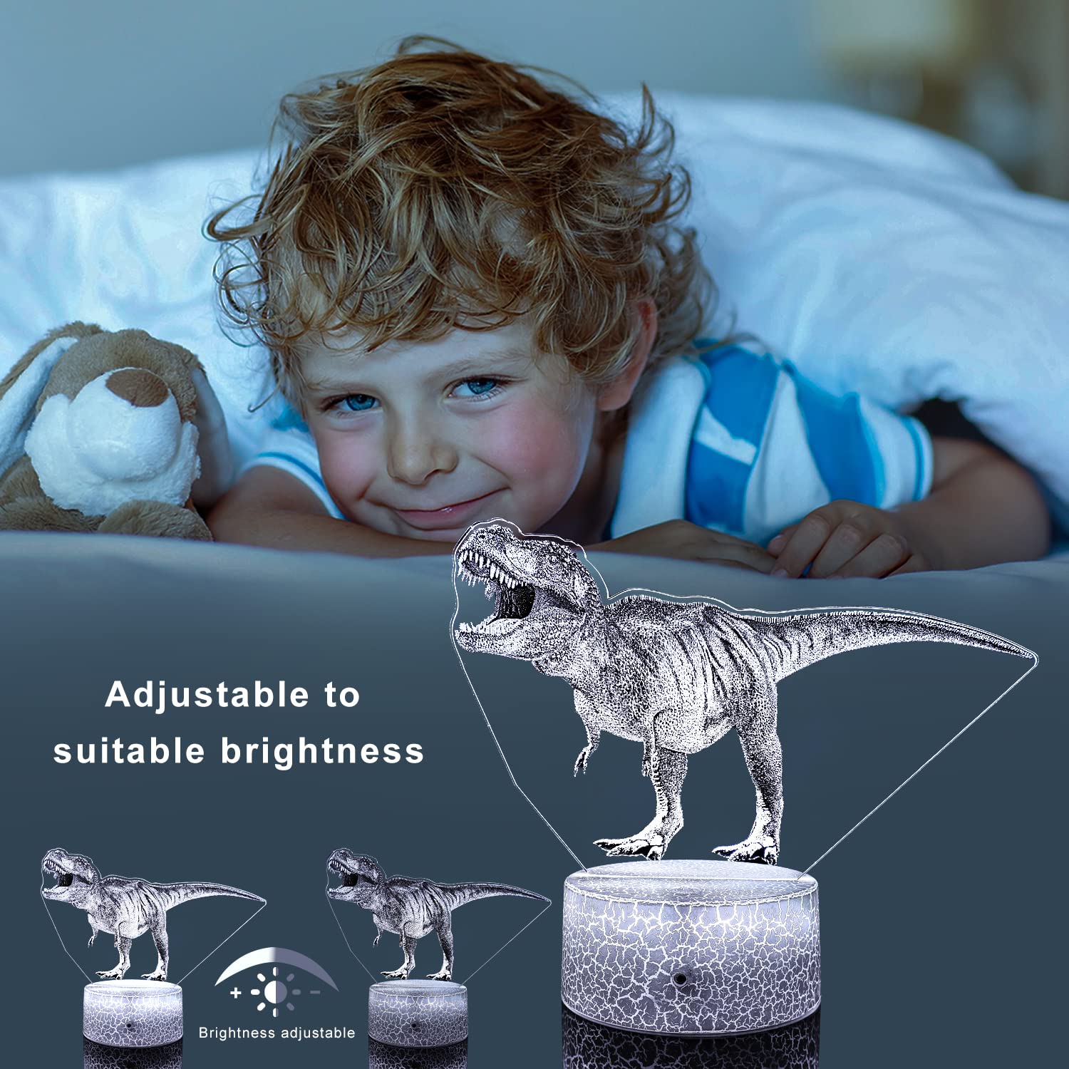 qiujonvy Dinosaur Night Light,16 Colors Changing Dimmable T Rex Night ...