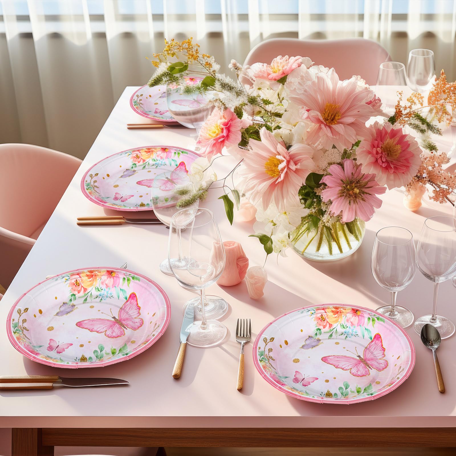 Snapklik.com : 60 Pieces Spring Butterfly Paper Plates Bulk 9 Inch ...