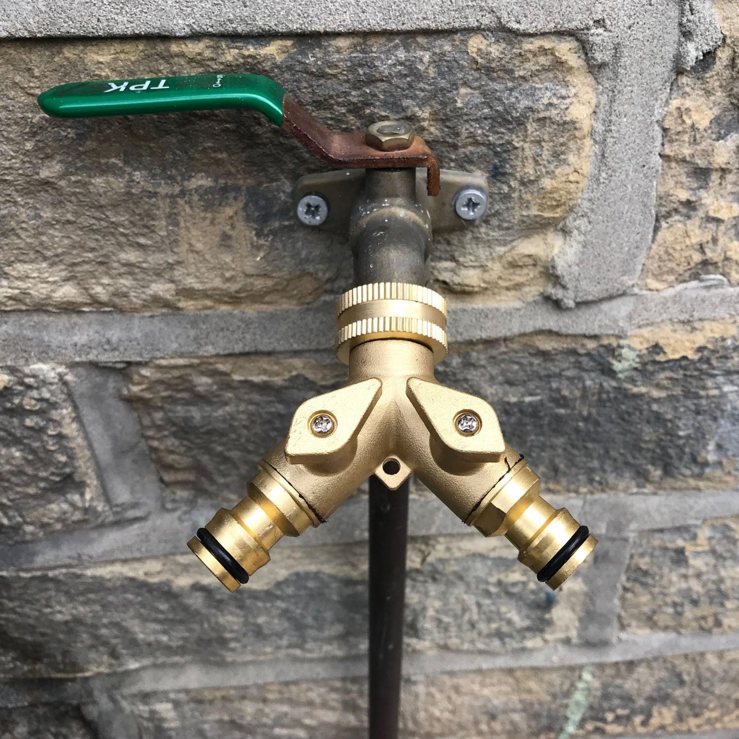 Parkland® Solid Brass 2 Way Double Dual Outside Garden Tap Adaptor ...