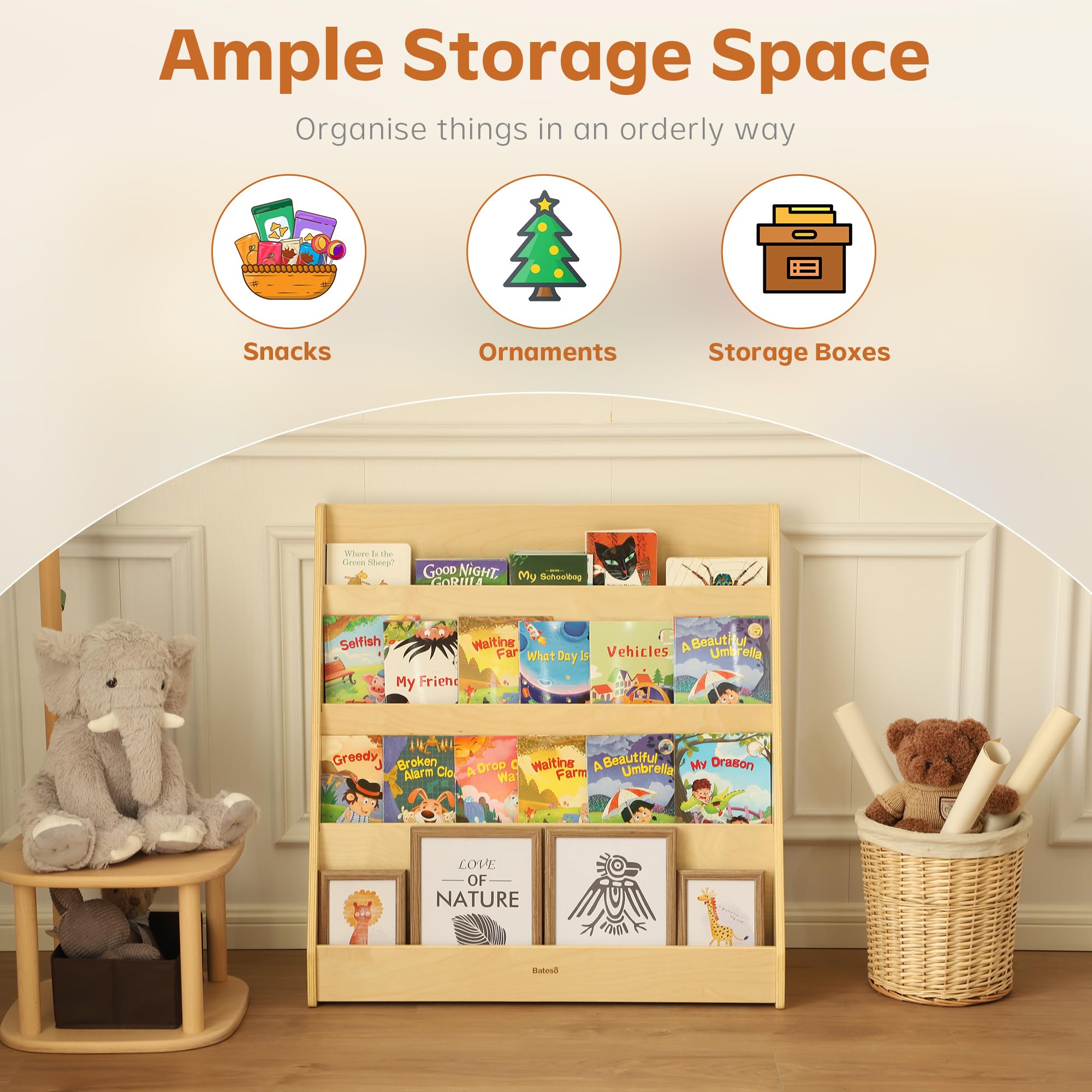 Snapklik.com : Single-Sided Bookshelf, Wooden Bookshelf, 4-Layer ...