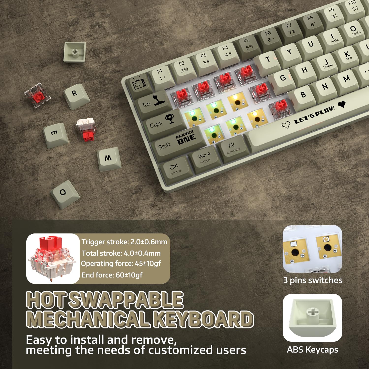 Snapklik.com : AK680 60% Wired Mechanical Gaming Keyboard,Hot-Swappable ...