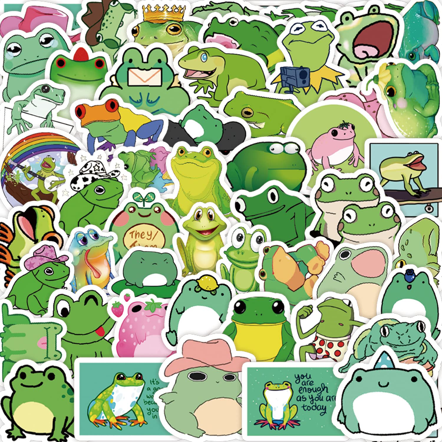 Amazon.com: 100 PCS Frog Stickers Waterproof PVC Vinyl Animal ...