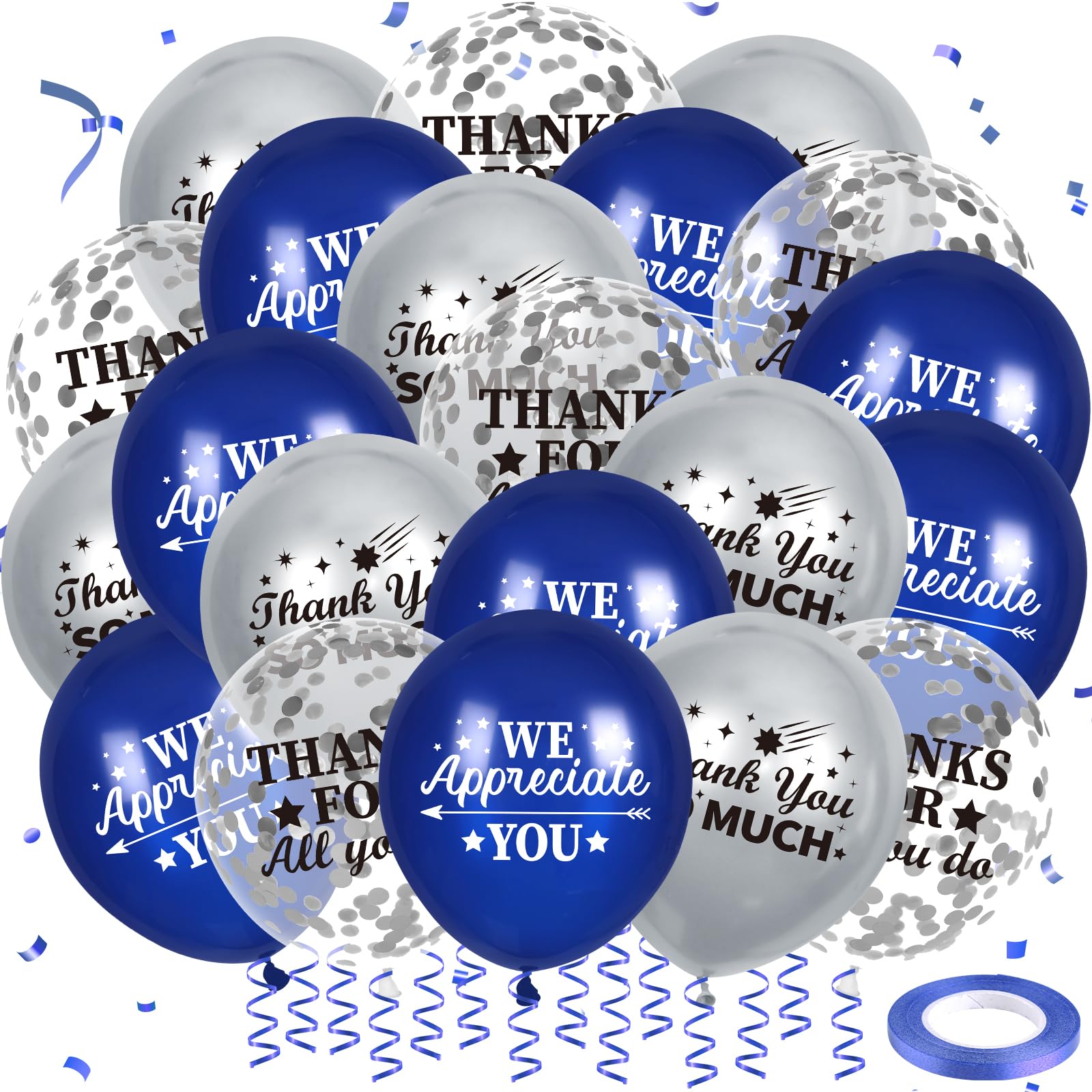 Amazon.com: We Appreciate You Decorations Blue Silver Thank You ...
