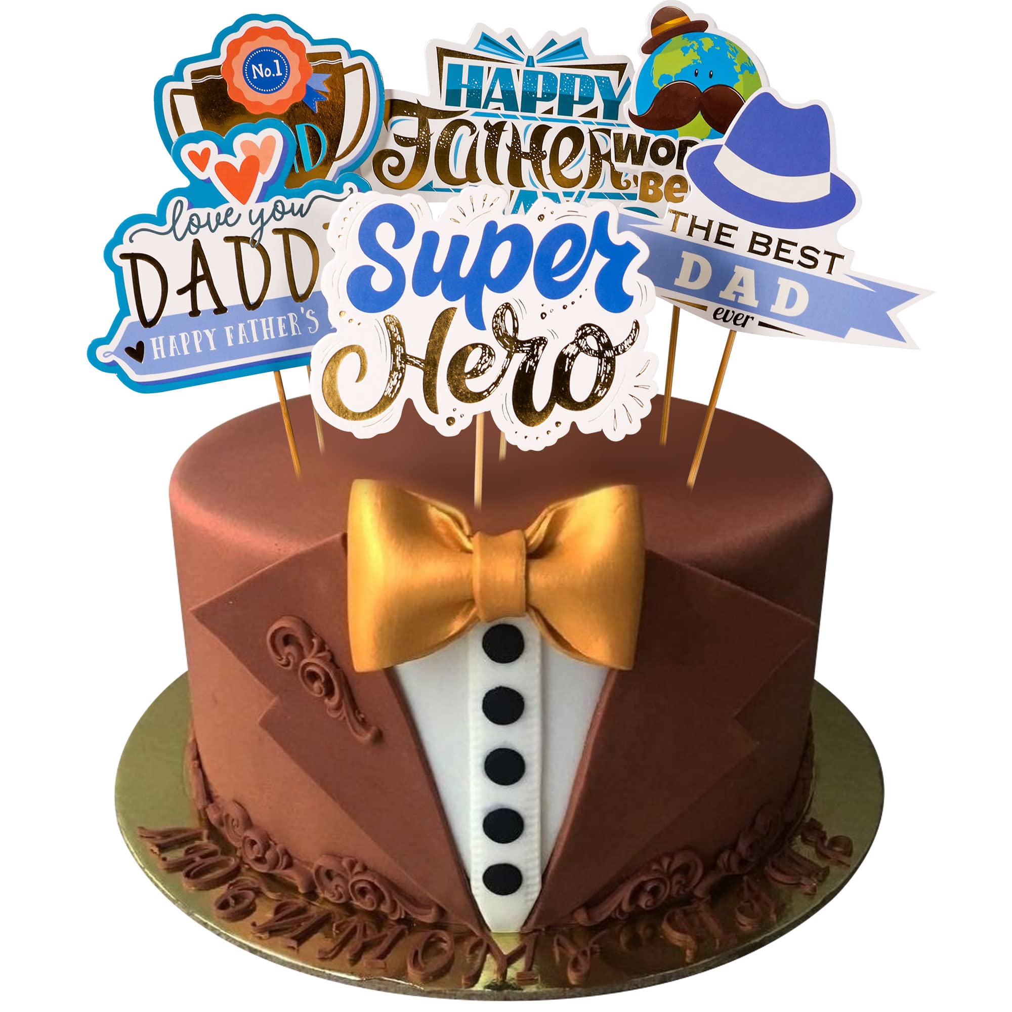 Amazon.com: Gyufise 12Pcs Father's Day Cupcake Toppers Happy Fathers ...