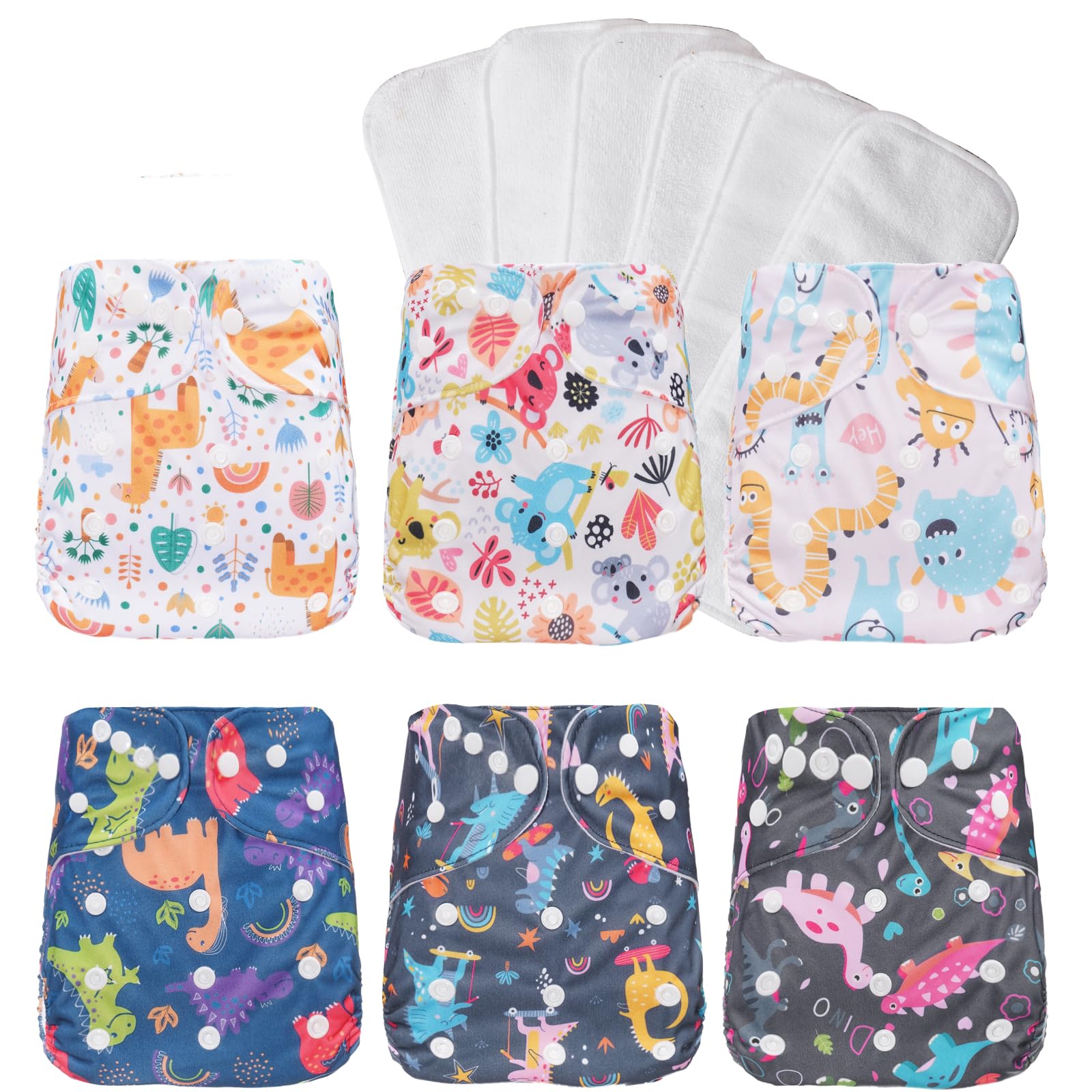 Amazon.com: Washable Reusable Cloth Diapers for Babies, Adjustable Baby ...