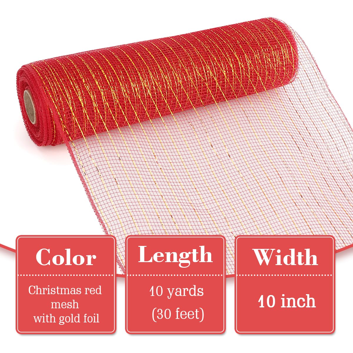 Snapklik.com : Red Mesh Ribbon For Wreaths Red Deco Mesh 10 Inch Rolls ...