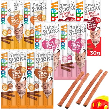 Webbox Cats Delight Tasty Sticks Chews Treats Variety Pack 4 x 6 (24 ...