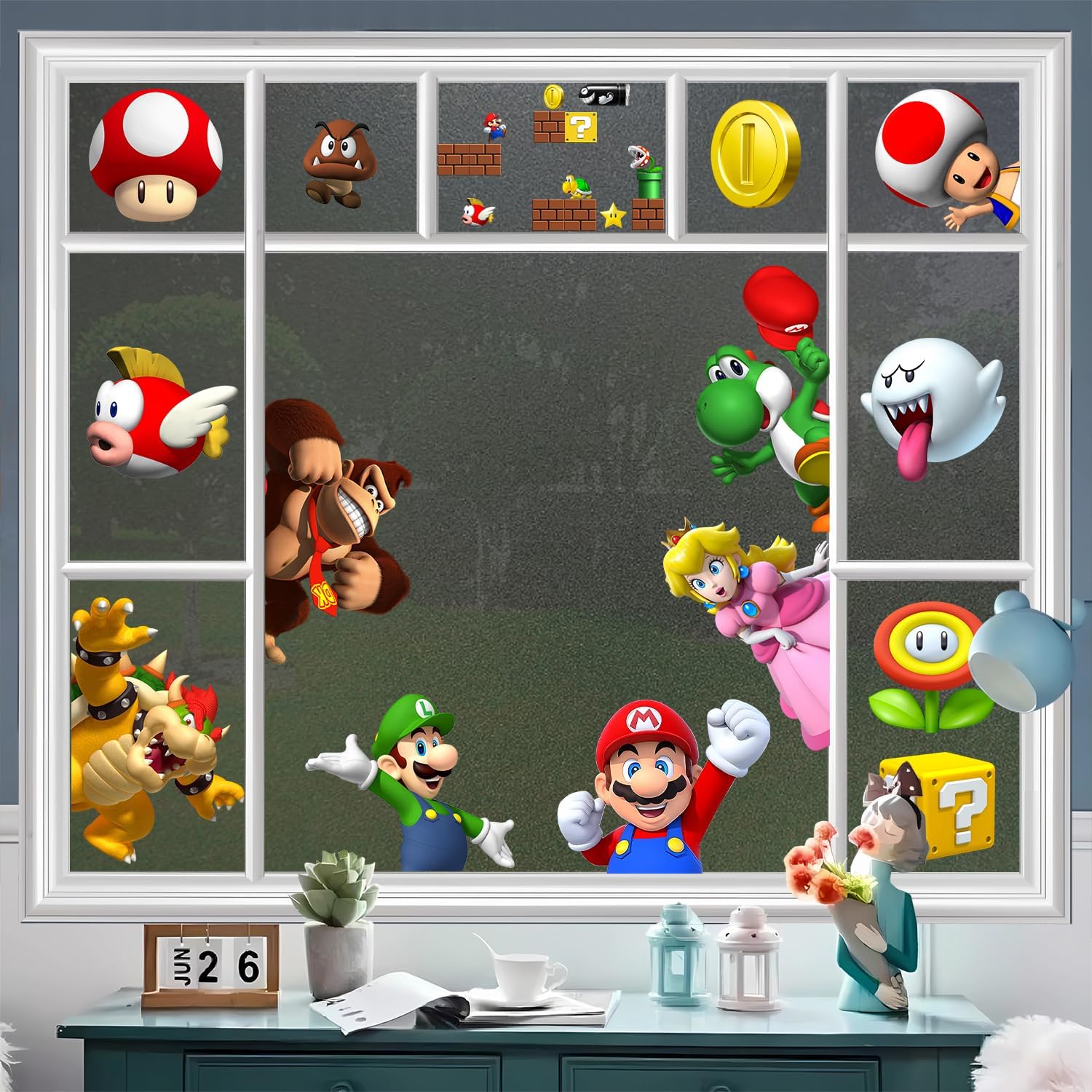 Amazon.com: Cartoon Window Clings Decals,Party Removable Stickers for ...