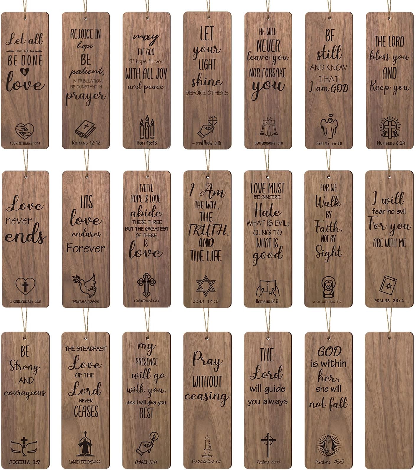 Amazon.com: 40 Pieces Religious Bookmarks Vintage Wooden Christian ...