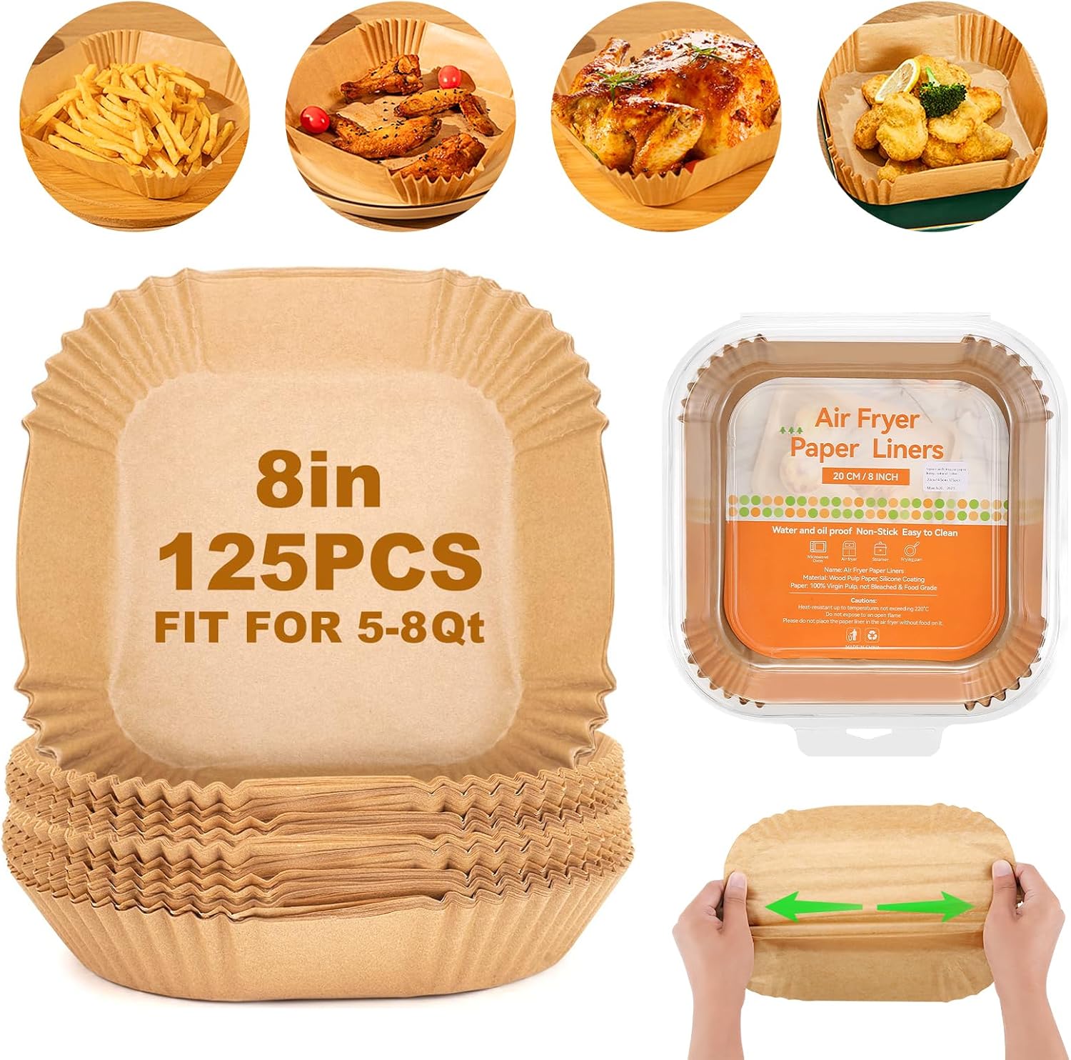 Amazon.com: Air Fryer Liners 8 Inch,125Pcs Premium Food Grade Parchment ...