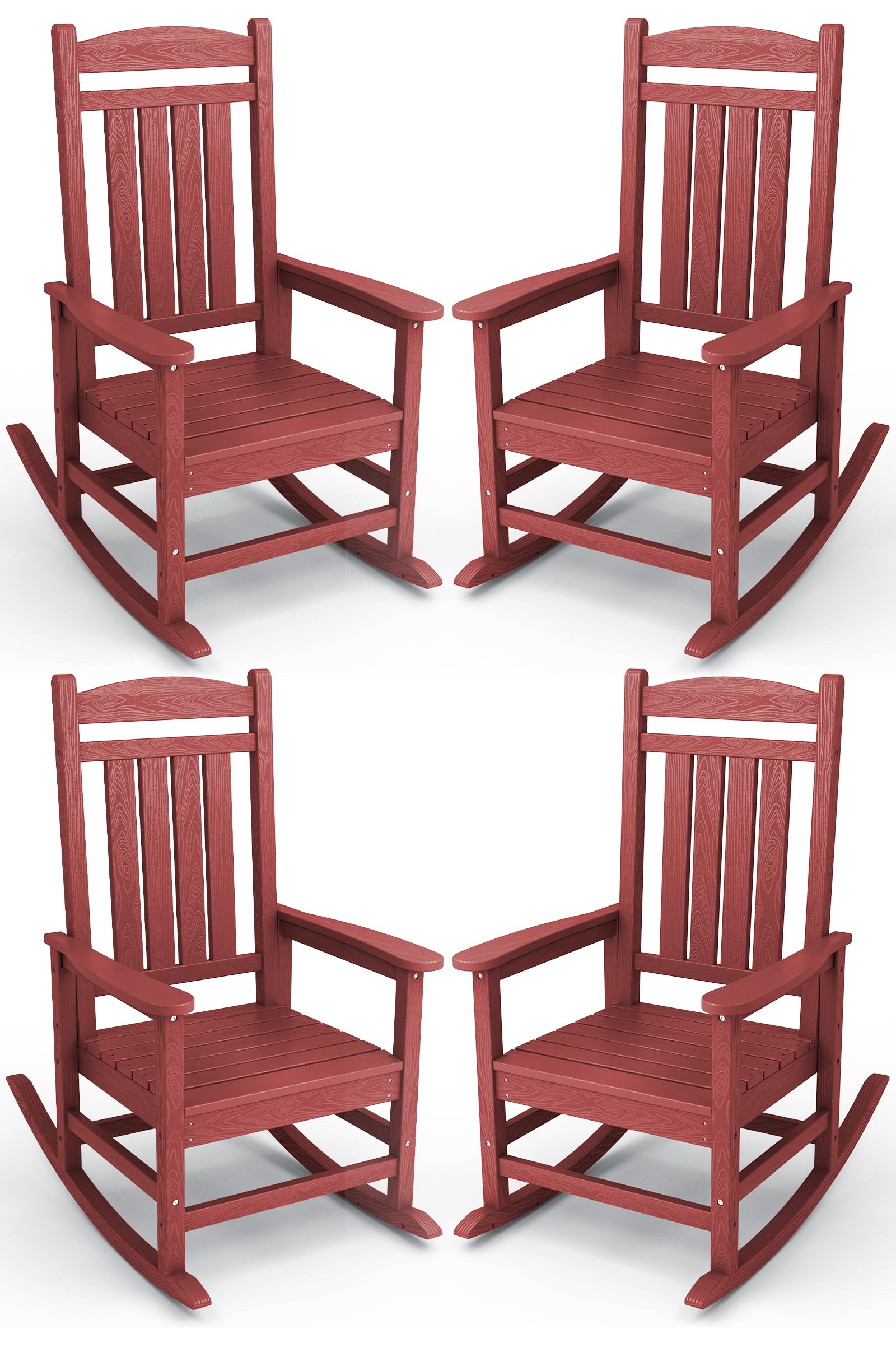 Snapklik.com : KINGYES HDPE Outdoor Rocking Chair Set Of 4, All-Weather ...