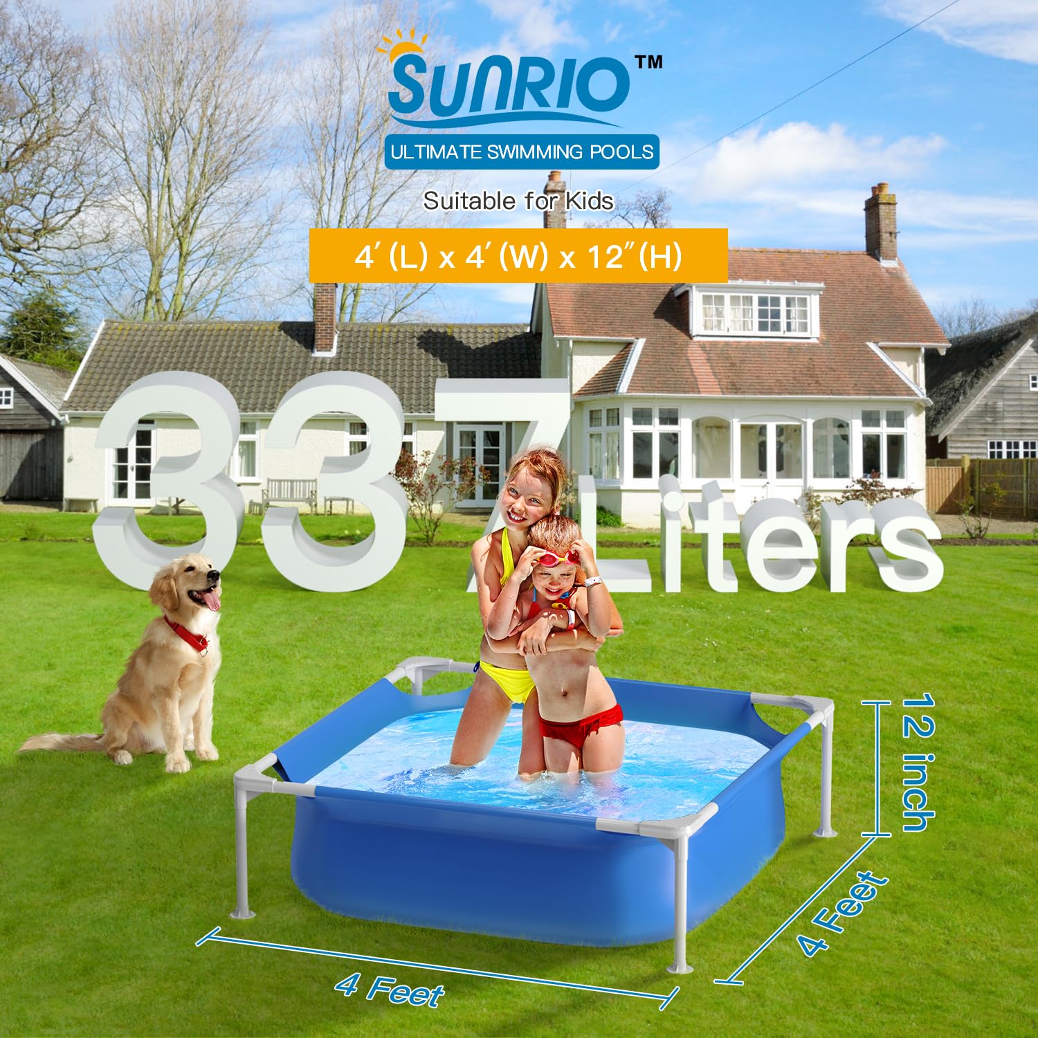 Snapklik.com : Sunrio 4ft X 12in Square Above Ground Swimming Pool