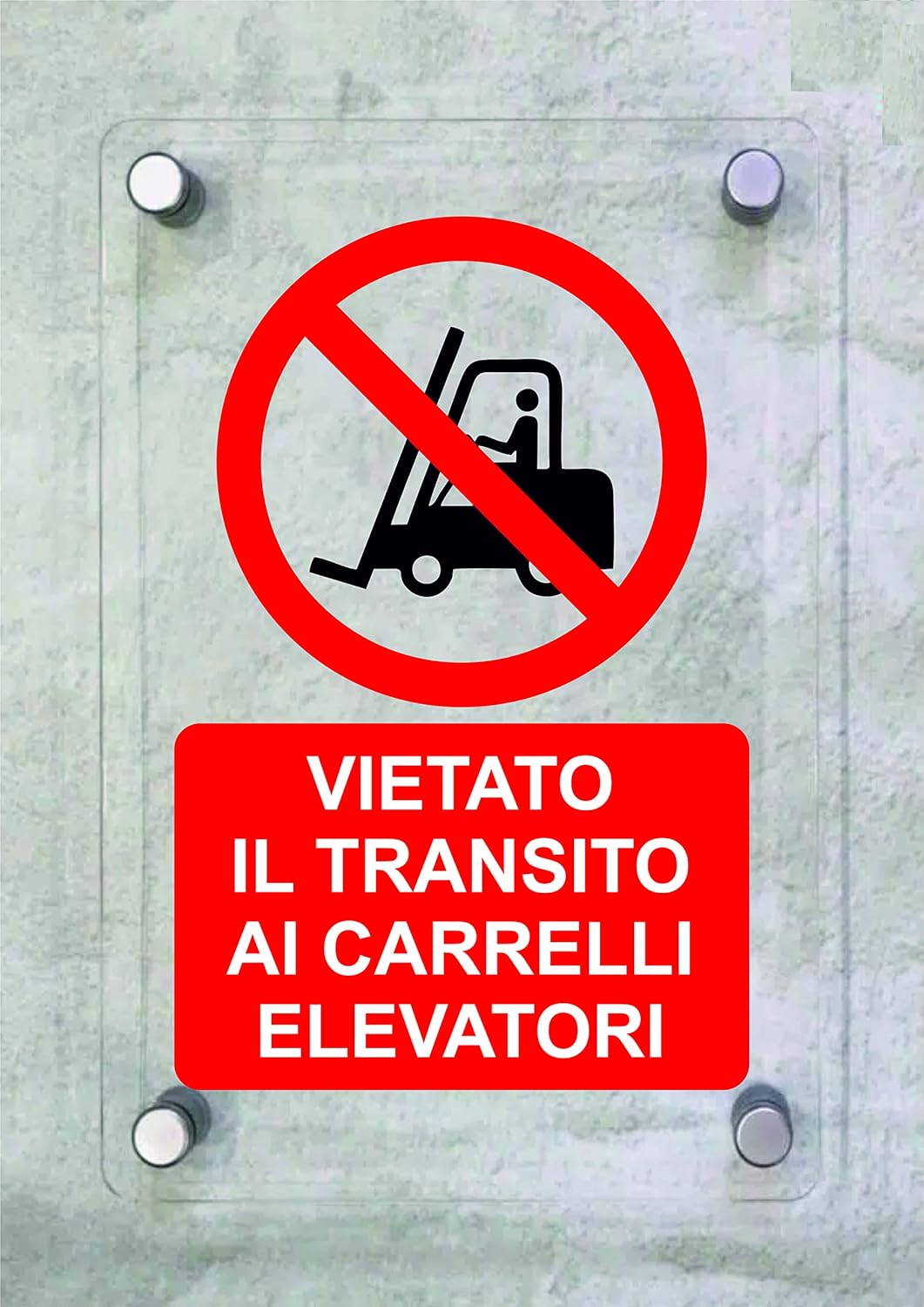 CARTELLO IN PLEXIGLASS SEGNALETICO - vietato il transito ai carrelli ...