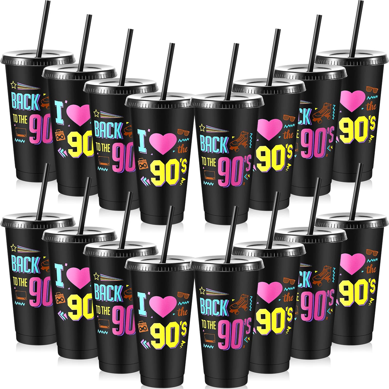Amazon.com | Uiifan 16 Pcs Back to the 90's Party Cute Reusable Cups ...
