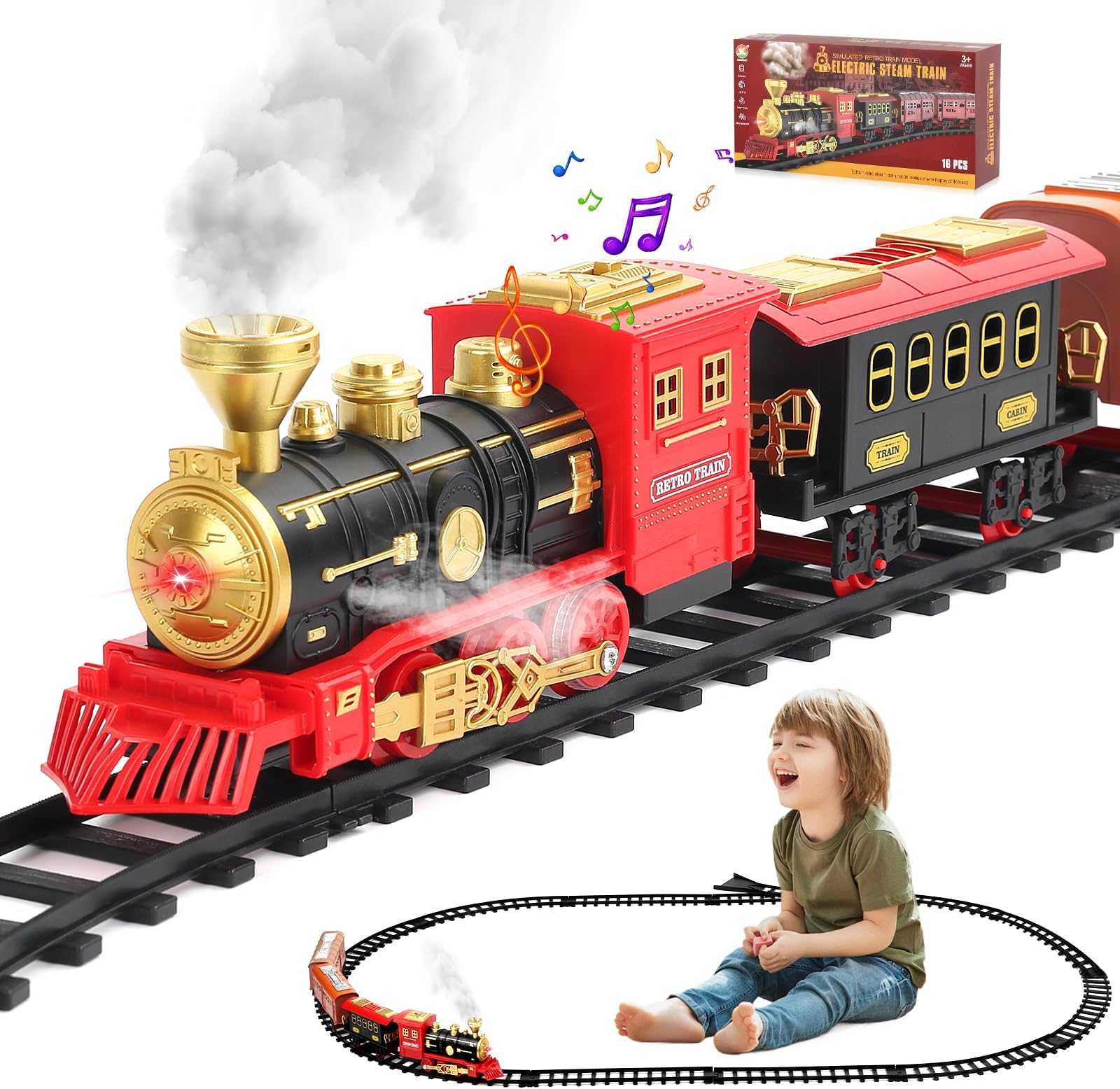 Classic Electric Model Train Set with Headlight Smoke Realistic Sounds ...