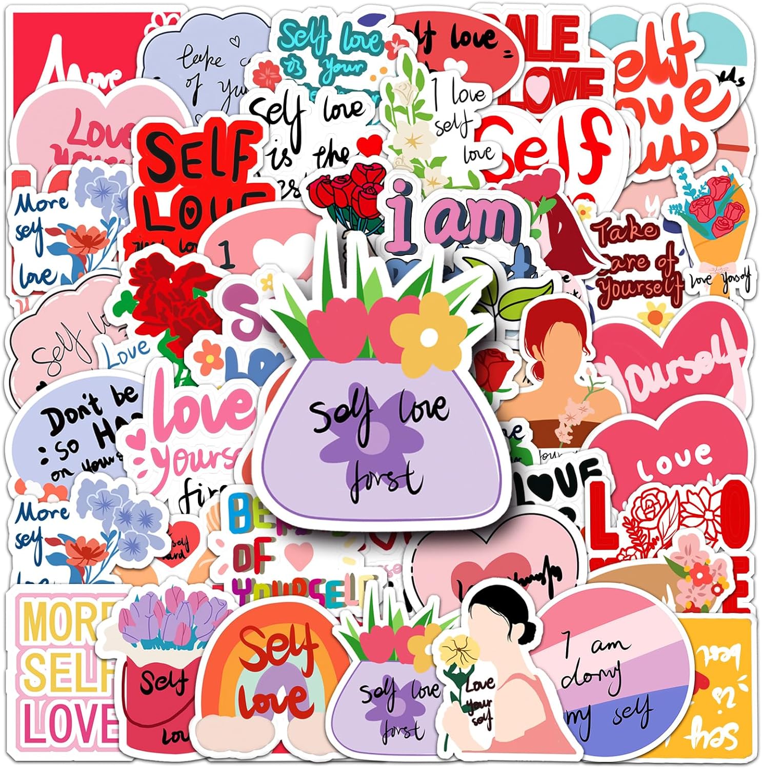 Amazon.com: Self-Love Stickers 50 Sheets Inspirational Care Water ...