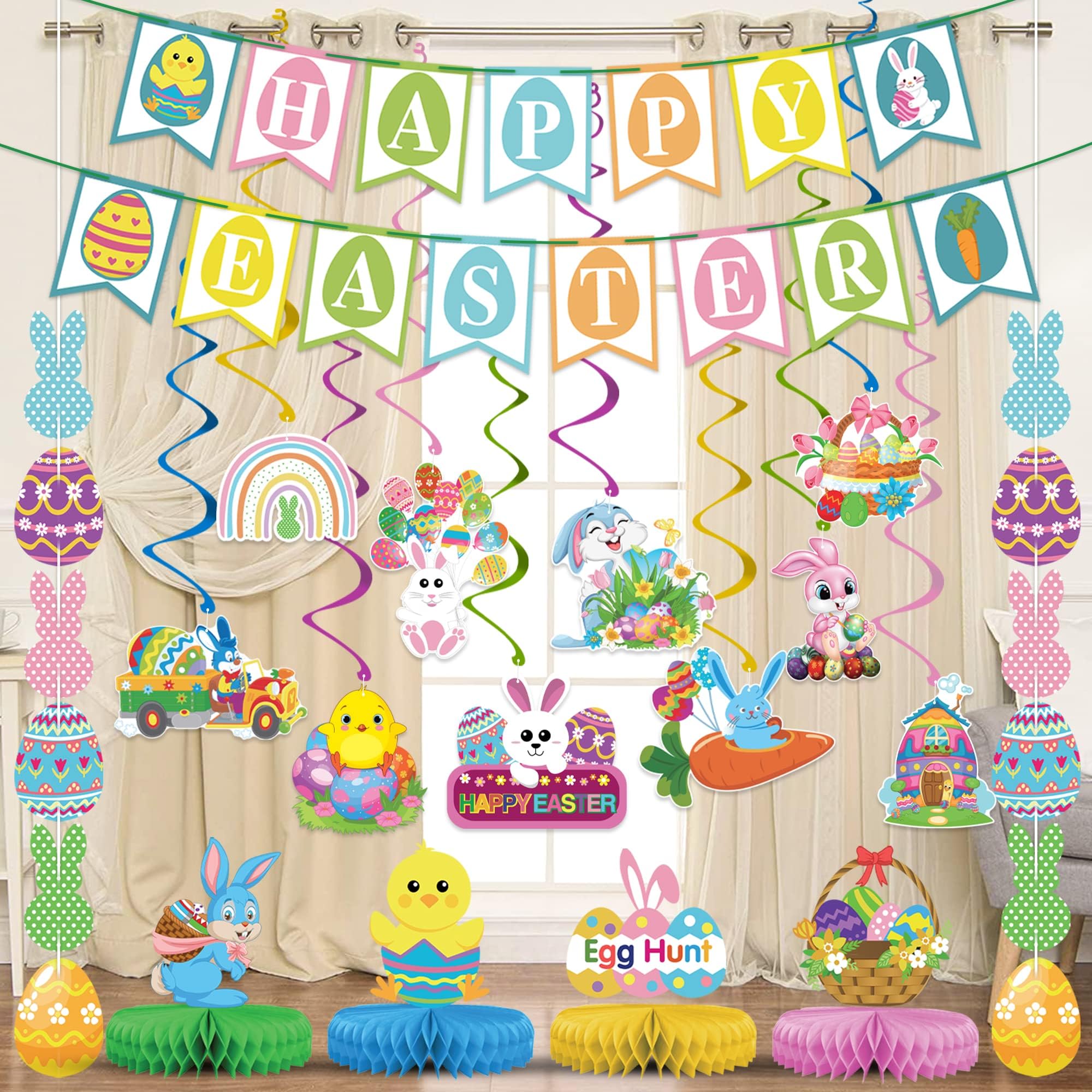 Amazon.com: Easter Party Decorations, Happy Easter Decorations Set ...