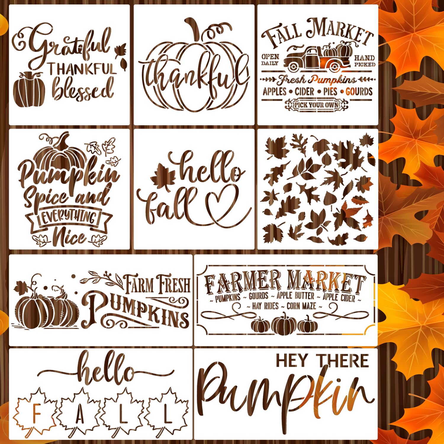 Amazon.com : Fall Stencils for Crafts Pumpkin Stencil Autumn Stencils ...