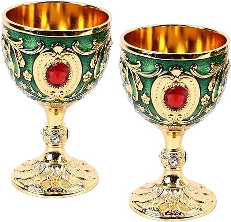Amazon.com | Generic Vintage Goblets Gold Jeweled Goblet Vintage Zinc ...