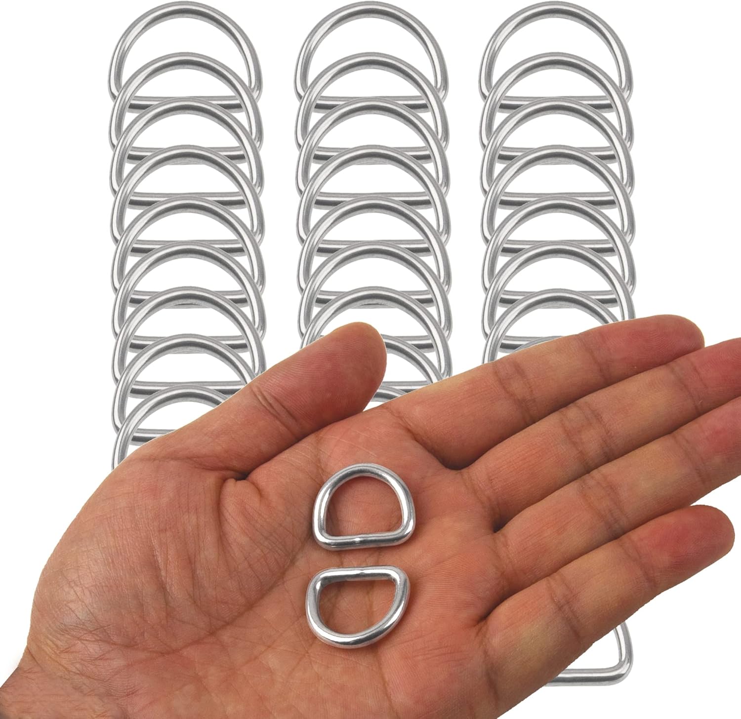 Amazon.com: Rrina 30Pcs 304 Stainless Steel Welded Heavy D-Rings for ...