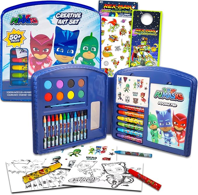 Amazon.com: Disney PJ Masks Art Set for Kids - 50 Pc Superhero Art Kit ...