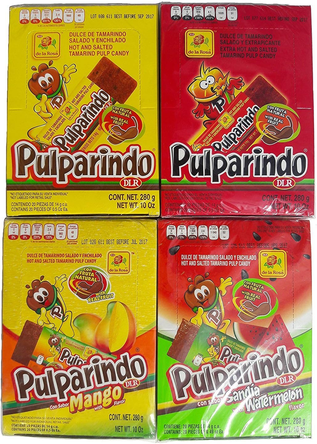 Amazon.com : Pulparindo Mexican Candy snack Mix Flavors: Tamarind, Hot ...