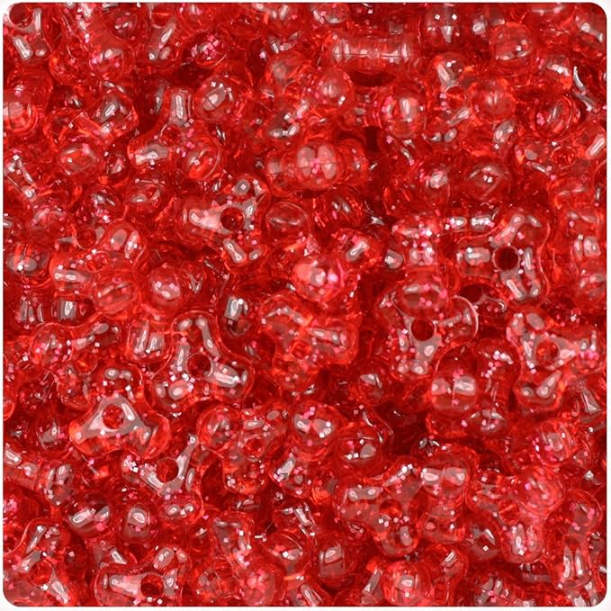 Amazon.com: BeadTin Ruby Sparkle 11mm TriBead Plastic Craft Beads ...