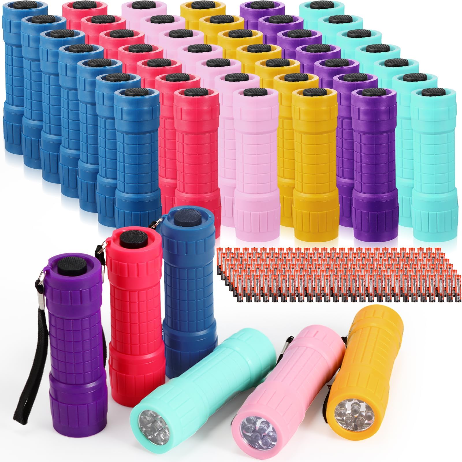 Rossesay 48 Pcs Mini Small Flashlights Bulk with 144 AAA Batteries and ...