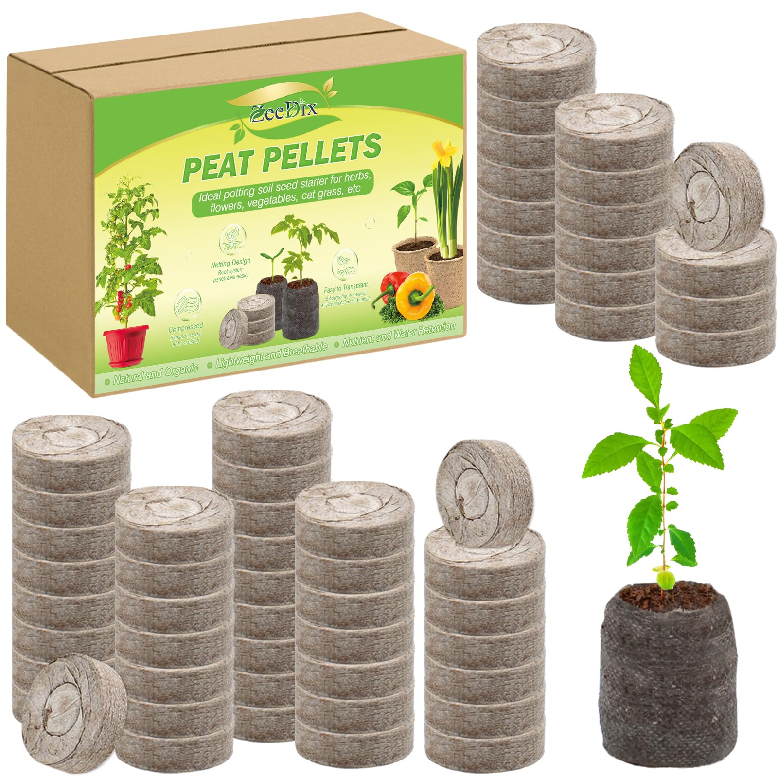 Snapklik.com : 50 Pcs 36mm Seed Starter Peat Pellets For Seedlings ...